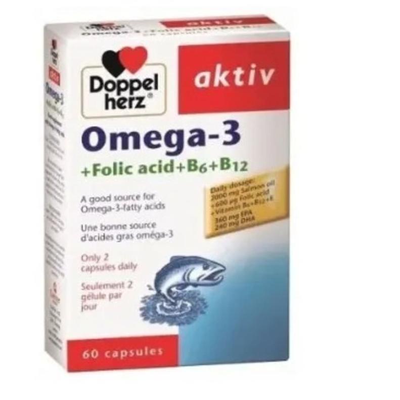 Doppel Herz Aktiv Omega 3+foic acid+B6+B12 by 60 – Troop Pharmacy